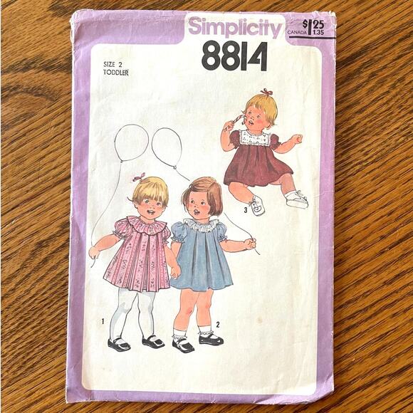 Vintage | Dresses | Vintage 97s Simplicity 8814 Sewing Pattern Toddler ...